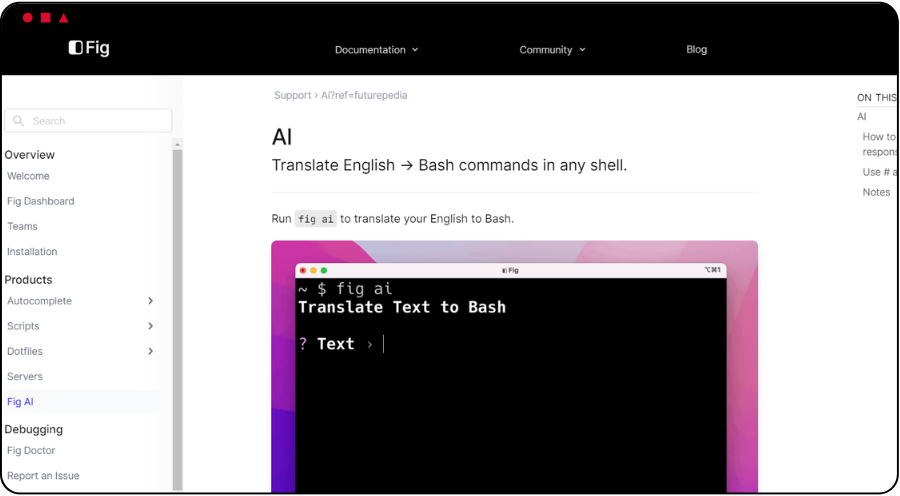 Fig AI - Best AI Tool for A seamless add-on to your existing termi | Creative Funda